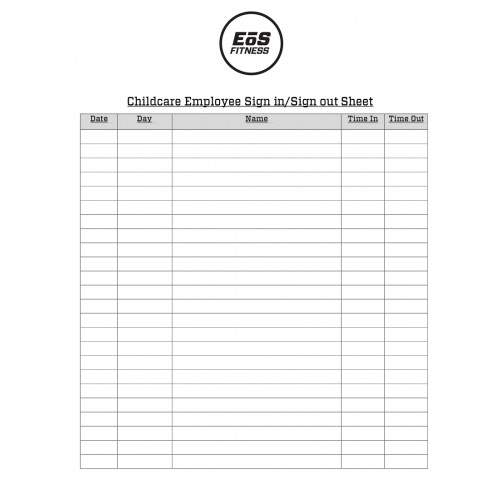 Kids Club - Employee Sign In Sheet (NV only)