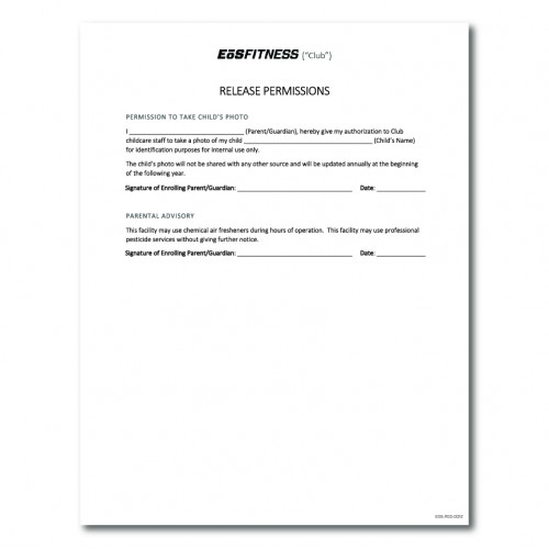 Kids Club - Enrollment Child Record - Permission Release